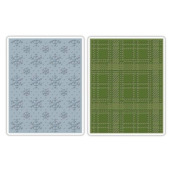 Sizzix Texture Fades A2 Embossing Folders 2/Pkg - Snowflake & Plaid By ...