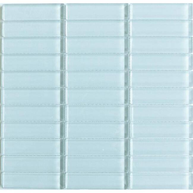 Lush 'Vapor' Ice Blue 1x4-inch Mosaic Glass Tiles (10 Sheets ...