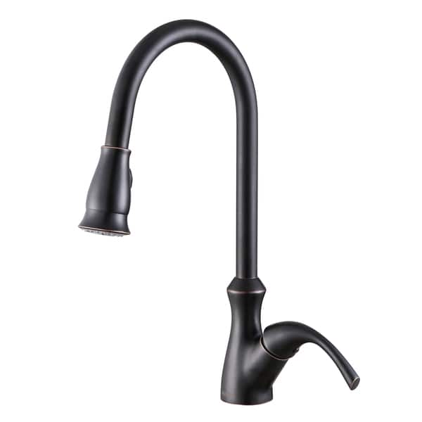 Ruvati Oil Rubbed Bronze Pull-out Spray Single Handle Kitchen Faucet ...