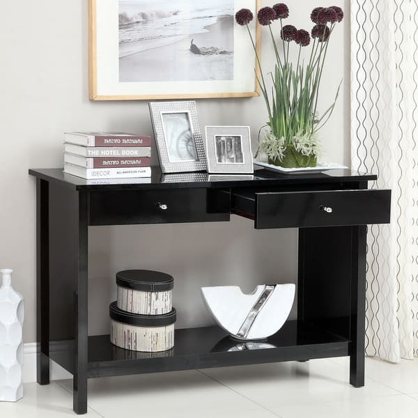 Furniture of America Corzi Farmhouse Black 48-inch 1-shelf Console ...