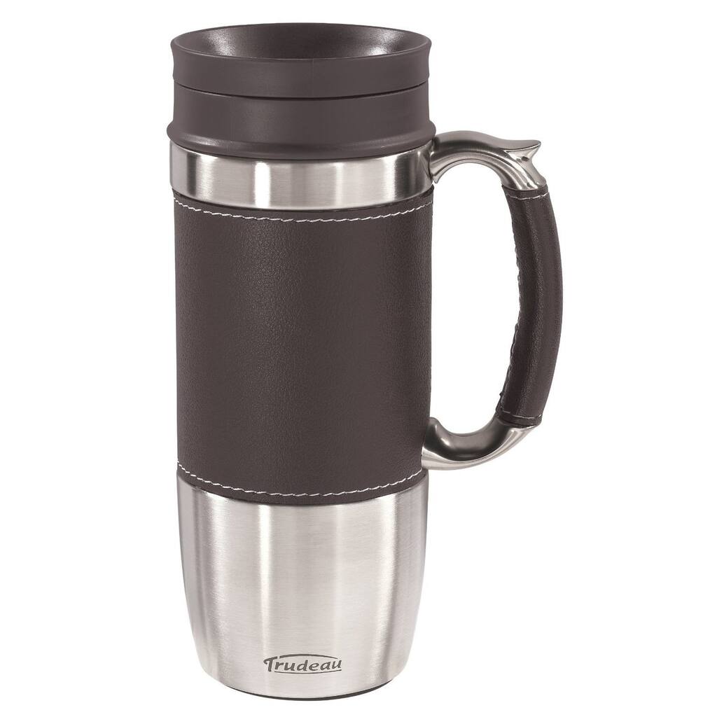 Trudeau 'Board Room' Brown Leak-proof 16-ounce Travel Mug - Overstock ...