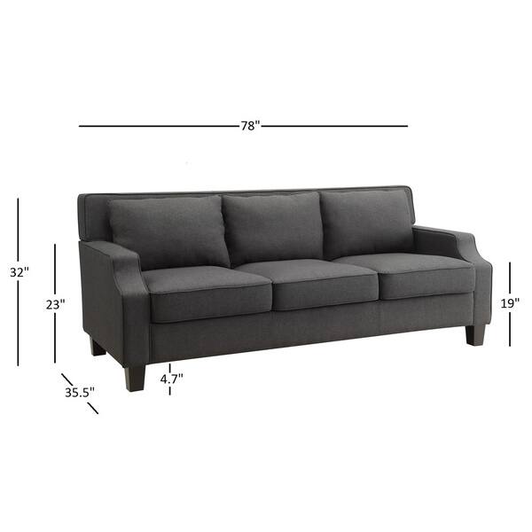 Broadway Dark Grey Fabric Sloped Track Arm Sofa by INSPIRE Q - Bed Bath ...