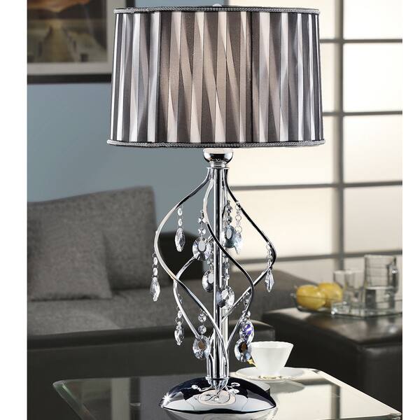 TRIBECCA HOME Acel 1-light Chrome Crystal Black Sheer Shade Table Lamp ...