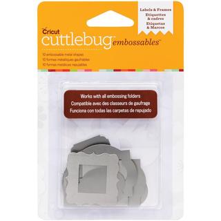 Cuttlebug Embossables Metal Shapes 10/Pkg - Labels & Frames, Silver ...