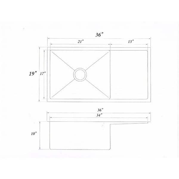 Stainless Steel 15mm Radius 36-inch Single Bowl Undermount Sink - Bed ...