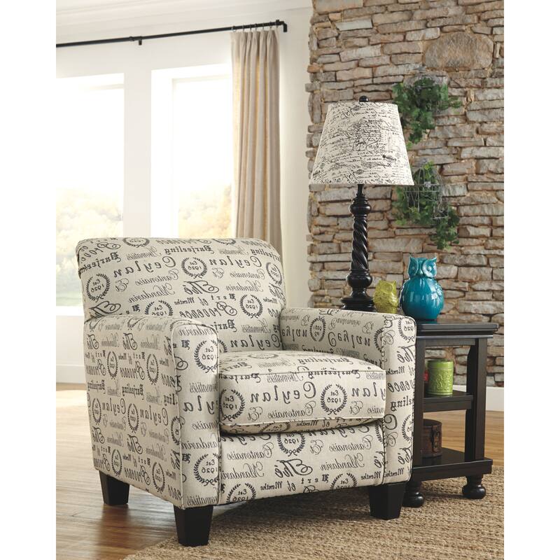 Alenya Script Printed Quartz Accent Chair - Overstock - 8896202