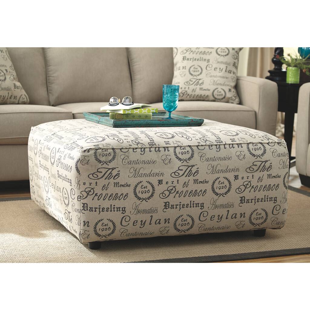 Alenya Script Printed Quartz Oversized Ottoman - Overstock - 8896657