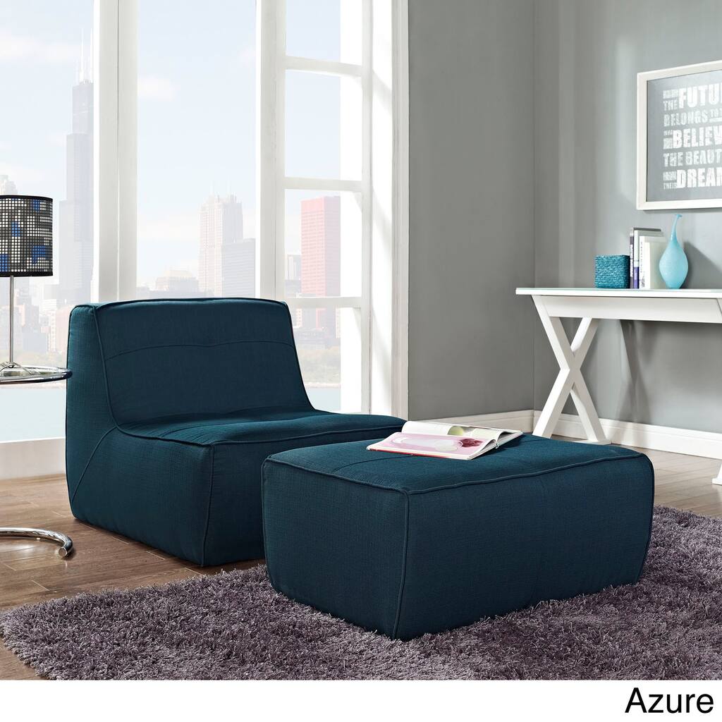 Align 2-piece Upholstered Armless Chair and Ottoman Set - Overstock ...