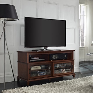 Altra Deacon Madison Cherry TV Console with Sliding Glass Doors - Bed ...