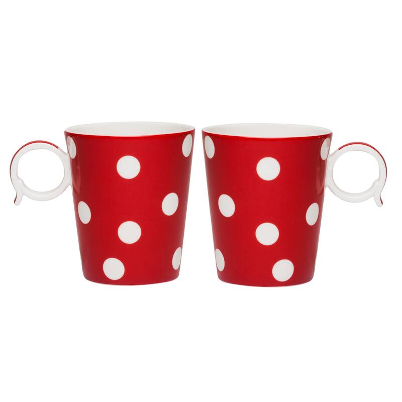 Freshness Mix & MatchDots Red and White 12-ounce Mug Set - Overstock ...