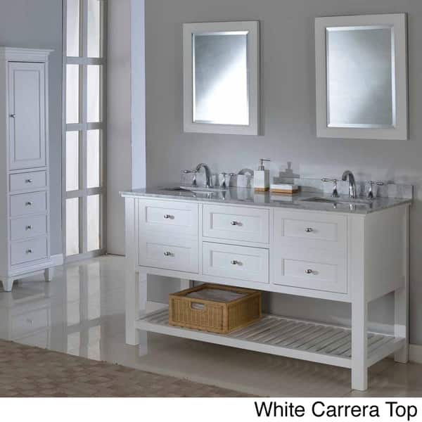 Direct Vanity 60-inch Pearl White Mission Spa Double Vanity Sink ...