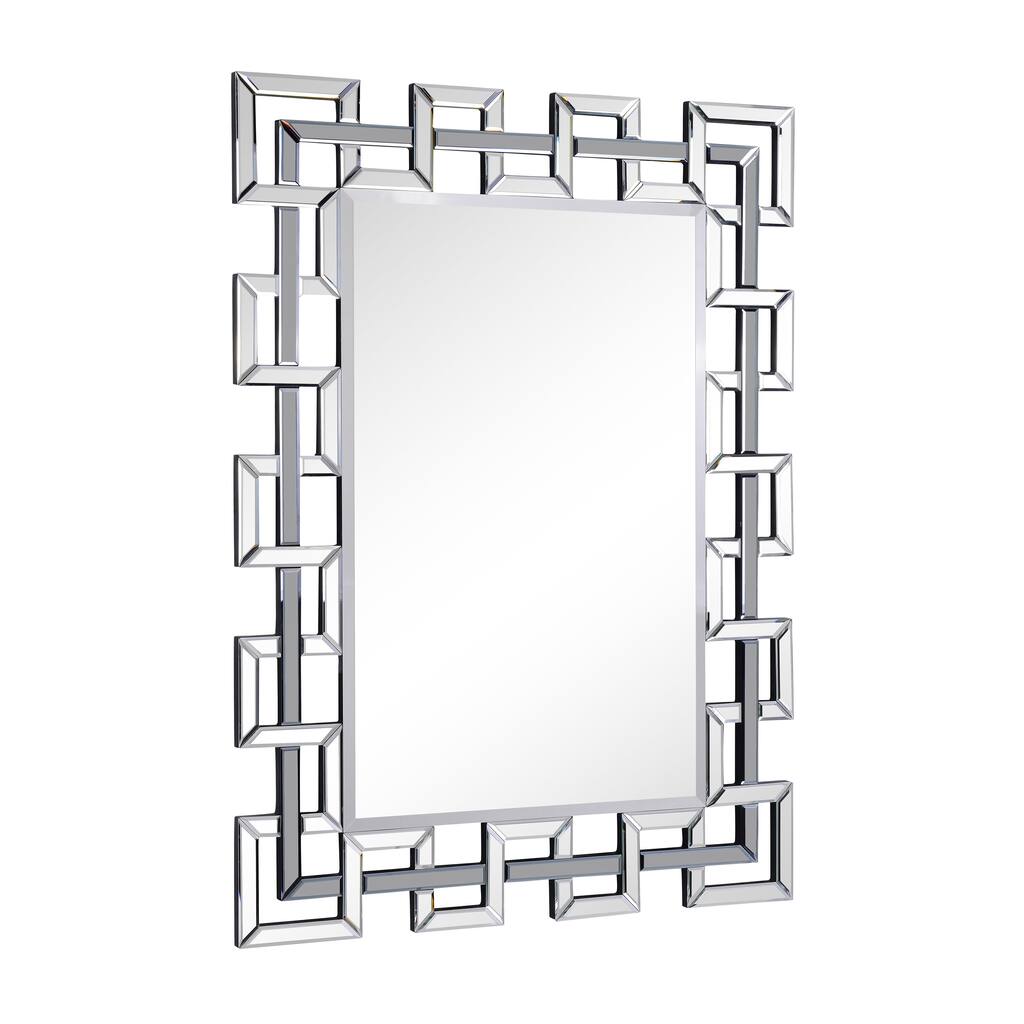 Somette Rectangle Modern Cube Frame Wall Mirror - Silver - Overstock ...