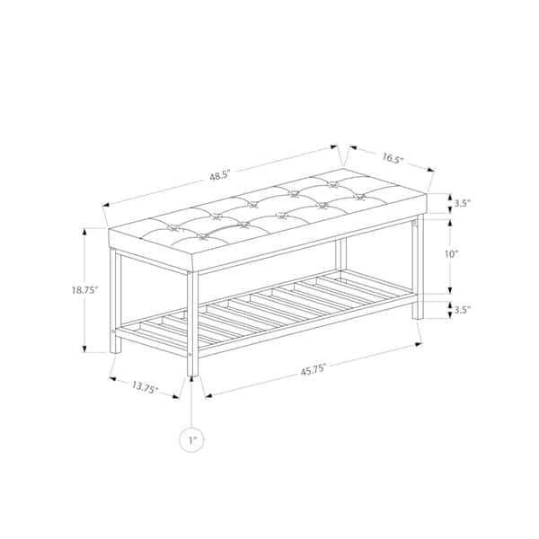 Monarch Black Leather-look/Chrome Metal 48-inch Bench - Bed Bath ...