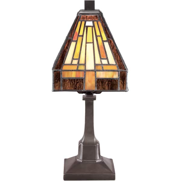 Gracewood Hollow Qosja Tiffany-style Glass Vintage Bronze Finish Desk ...