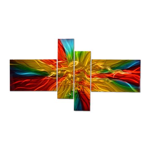 Vibrant Colored Hand-painted 4-piece Metal Wall Art - Overstock - 8976205