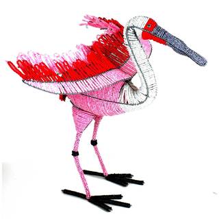Handmade Life-Size Beaded Roseate Spoonbill Sculpture (Zimbabwe) - Bed ...