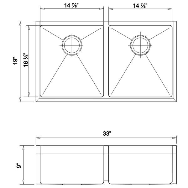 Wells Sinkware 33-inch 16-gauge Undermount 50-50 Farmhouse Apron Front ...