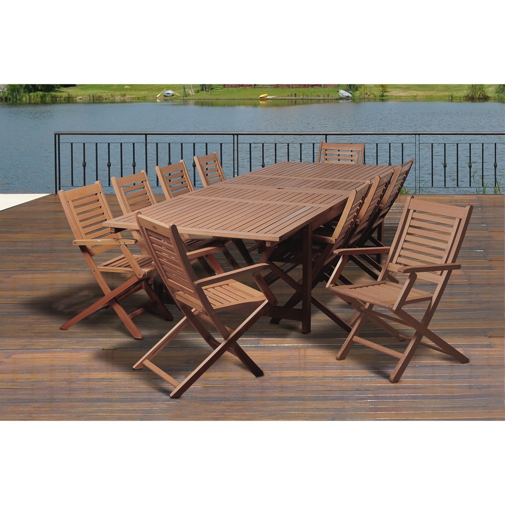 Amazonia Hawaii Deluxe 11-Piece Double Extendable Rectangular Patio Dining Set - Bed Bath ...
