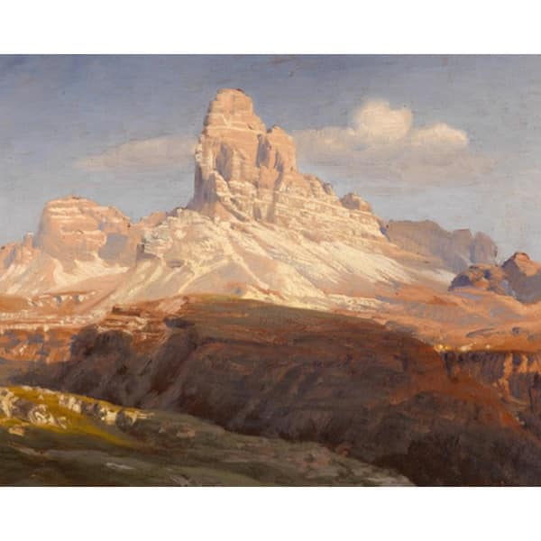 Anton Hlavacek 'Three Peaks vom Monte Rosa, Ampezzo ' Oil on Canvas Art ...
