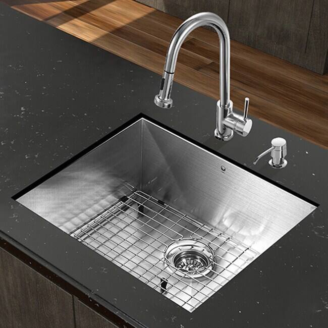 VIGO Ludlow Stainless Steel Kitchen Sink and Harrison Faucet Set ...