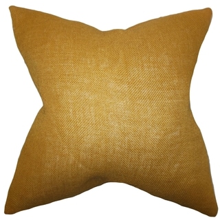 Ellery Gold Solid Feather and Down Filled Throw Pillow - Bed Bath ...