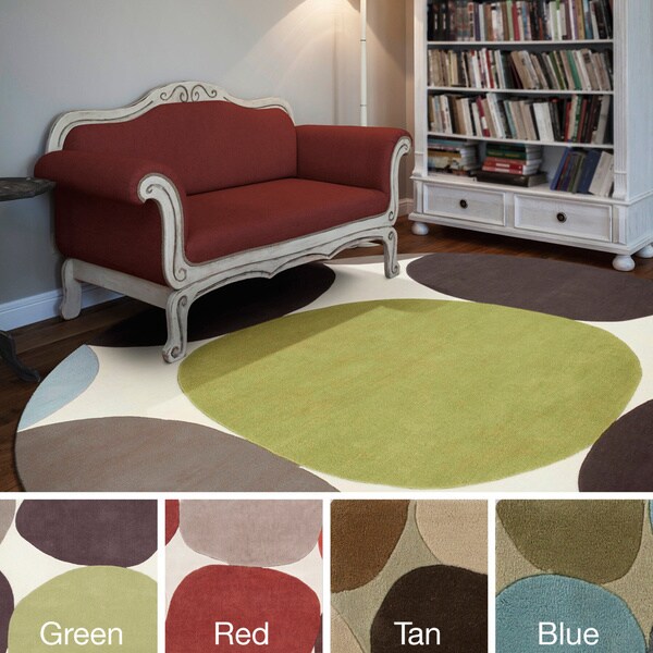 Hand-tufted Geometric Contemporary Round Area Rug - 8' - Free Shipping ...