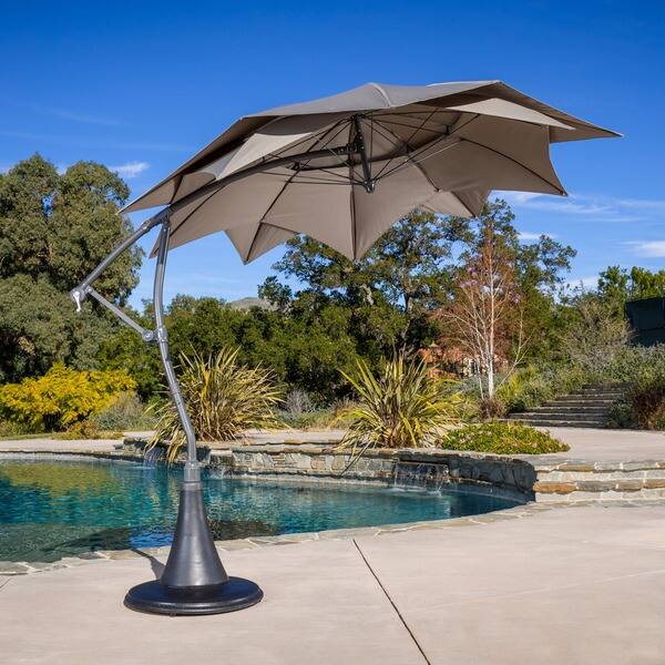 Outdoor Lotus Banana Canopy Umbrella with Base by Christopher Knight ...