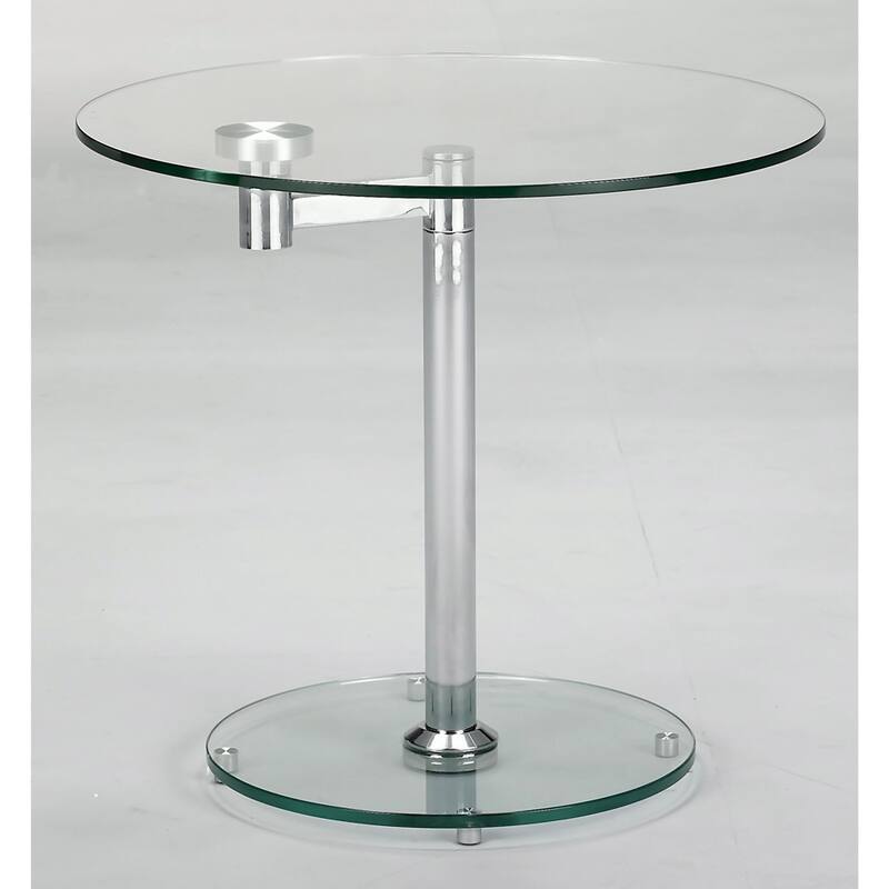 Somette Round Glass/ Chrome Lamp Table - Overstock - 9056066