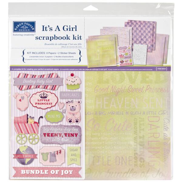 It's A Girl Scrapbook Page Kit 12inX12in - Bed Bath & Beyond - 9057887