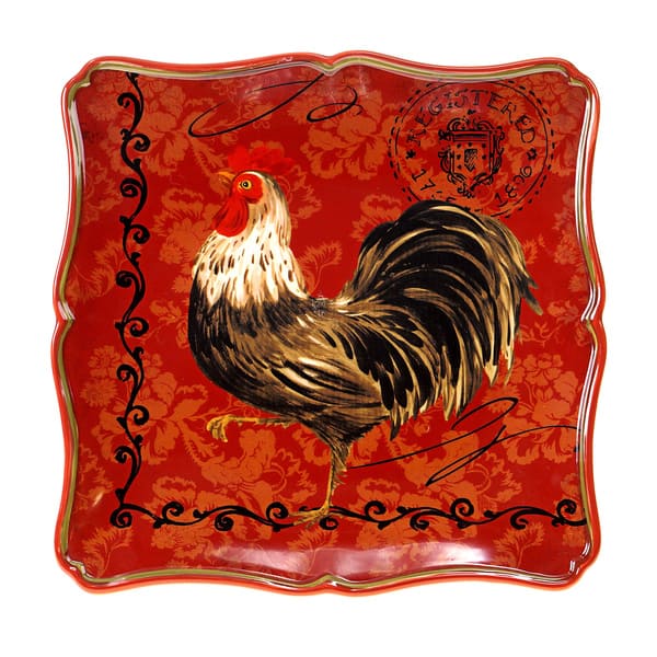 Certified International Tuscan Rooster 12.5-inch Square Platter - Bed ...