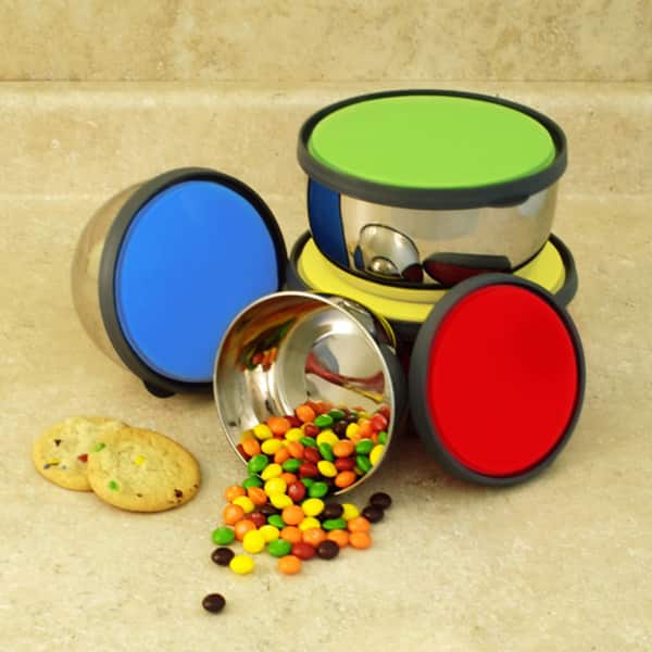 ExcelSteel 4-piece Stainless Steel Storage Bowls with Lids Set - Bed ...