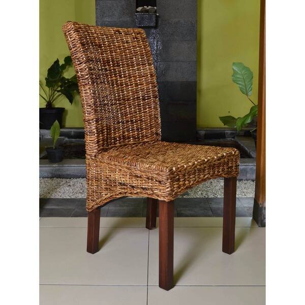 International Caravan 'Kyla' Woven Abaca Dining Chairs with Mahogany ...