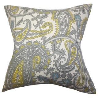 Putri Paisley Gray Feather Filled Throw Pillow - Bed Bath & Beyond ...