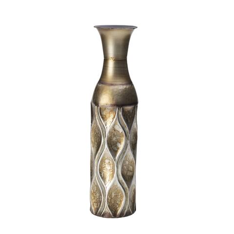 Elements 17-inch Emblem Metal Gold Wave Vase - Overstock - 9104565