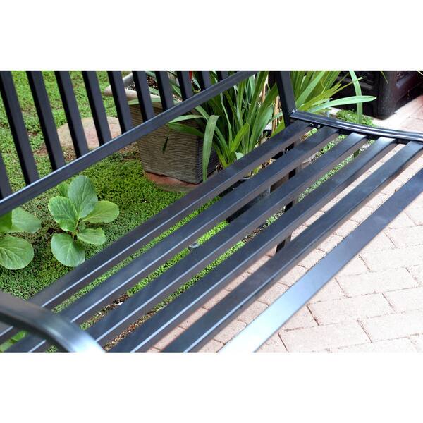 50 inch Long Strap Curved Back Steel Park Bench - Bed Bath & Beyond ...