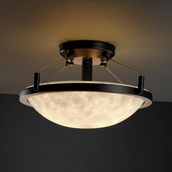 Justice Design Clouds Ring 2-light Dark Bronze Round Bowl Semi-flush ...