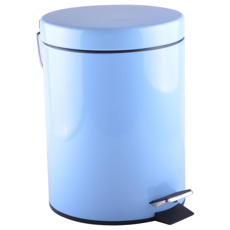 5-liter Round Powder Blue Wastebasket with Lid - Overstock - 9116250