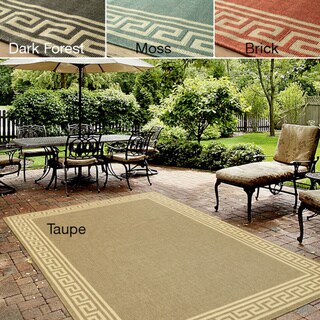 Brooklyn Rug Co Indoor/ Outdoor Greek Key Porch Rug (5'3 x 7'6) - 5' x ...