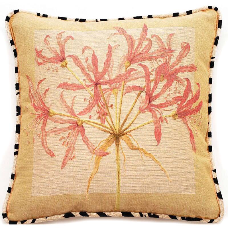 Corona Decor French Woven Coral Pink Floral Cotton and Wool Decorative ...