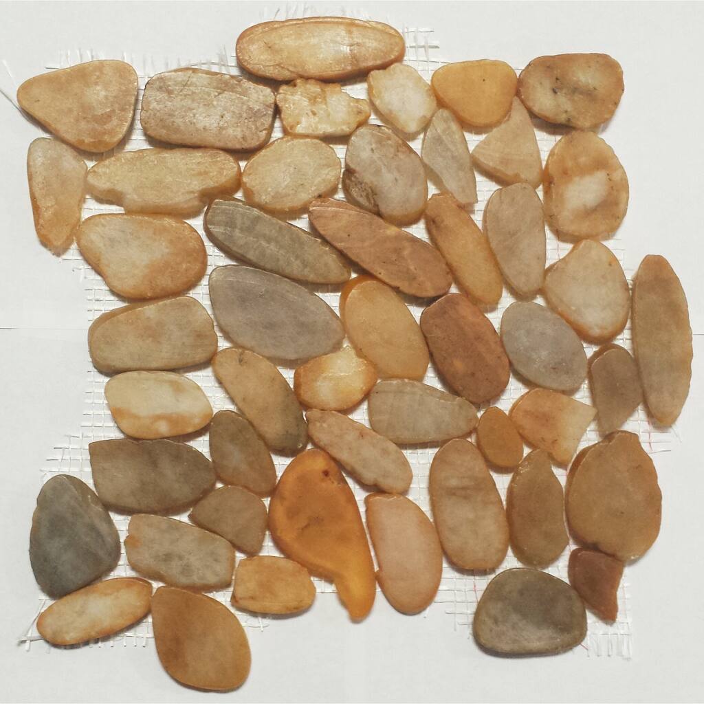 Interlocking Natural River Maple Flat Pebble Mesh (5-Pack) Kitchen ...