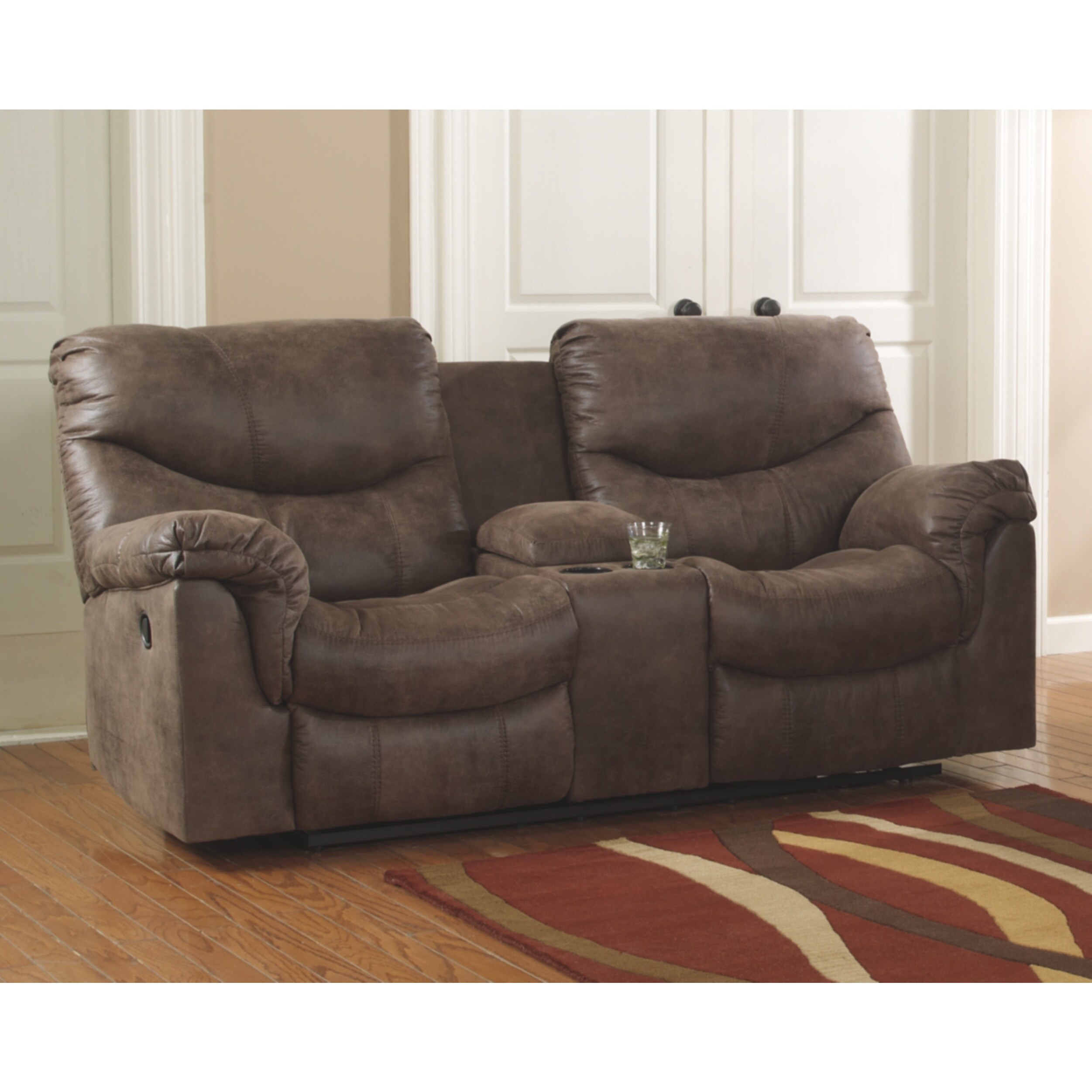 Alzena Gunsmoke Double Recliner Loveseat with Console 80 W x 39 D x 42 H Bed Bath Beyond 9142063