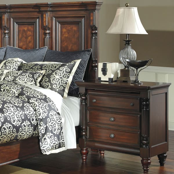 Signature Designs by Ashley 'Key Town' Dark Brown 3-drawer Night Stand - Bed Bath & Beyond - 9142067
