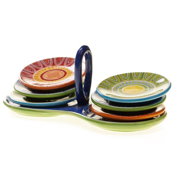 Certified International Tapas Dipping Plate Set with Ceramic Stand ...