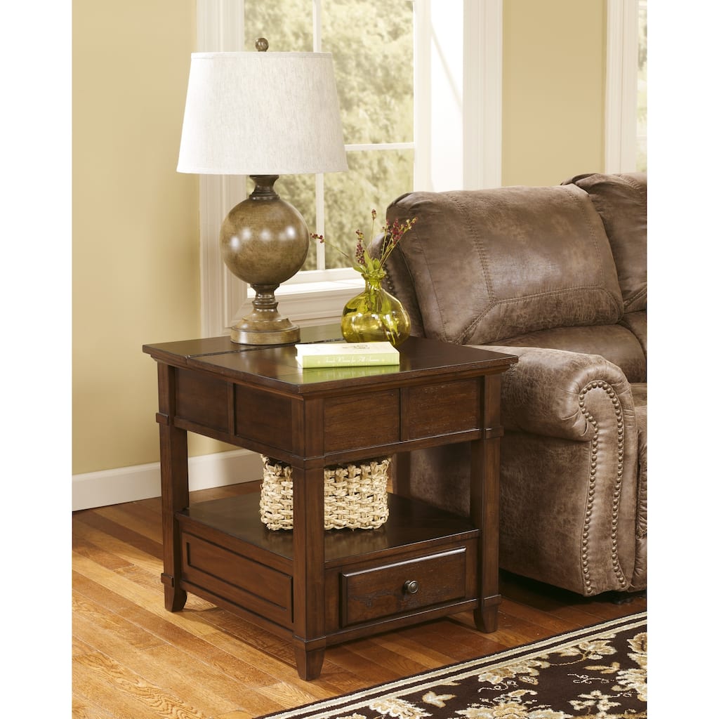 Gately Casual Rectangular End Table Medium Brown - Overstock - 9143986