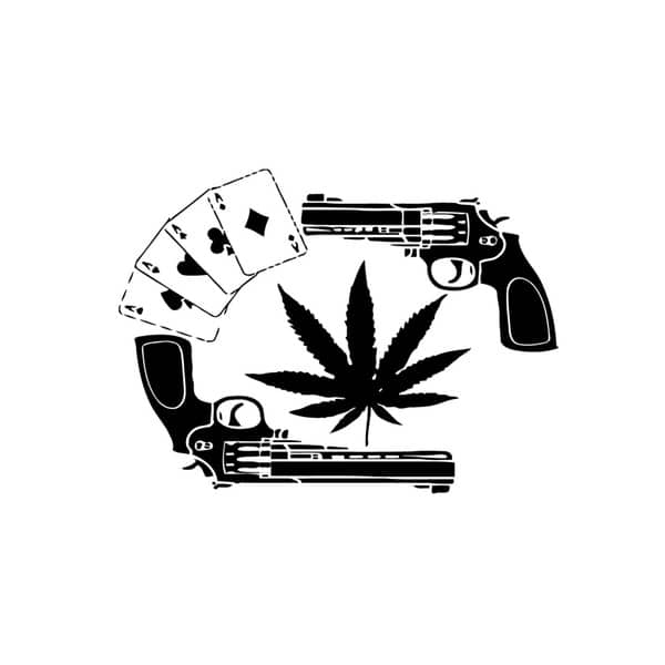 Two Guns / Cannabis Leaf / Playing Cards Vinyl Wall Art - Bed Bath ...