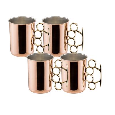 Old Dutch Solid Copper 16 oz. 'Brass Knuckle' Moscow Mule Mugs (Set of ...
