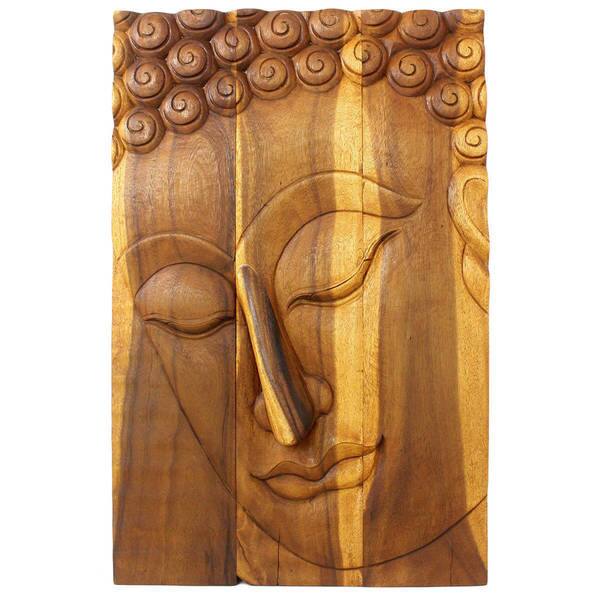 Handmade Oak Oiled Pacceka Buddha Wall Panel (Thailand) - Bed Bath ...