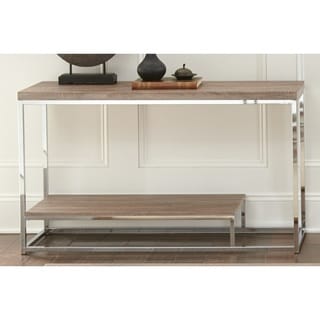 Lennox Chrome and Faux Wood Sofa Table by Greyson Living - Bed Bath ...