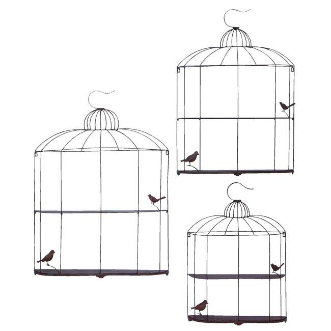 Metal Bird Cage Shelf in Metallic Silver Finish (Set of 3) - Overstock ...