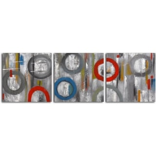 Hand-painted 'Rings in Grayscale' 3-piece Canvas Set - Bed Bath ...